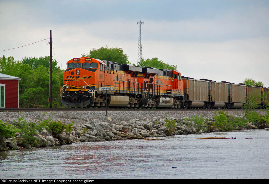 BNSF 6393 Waits for a crew next to the Mighty Mississippi river.